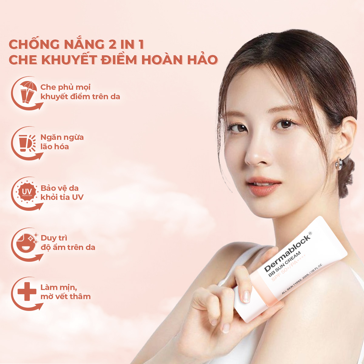 [ COMBO 2 KCN] [ TẶNG 1 TÚI POUCH ] Kem chống nắng che khuyết điểm 2 in ...