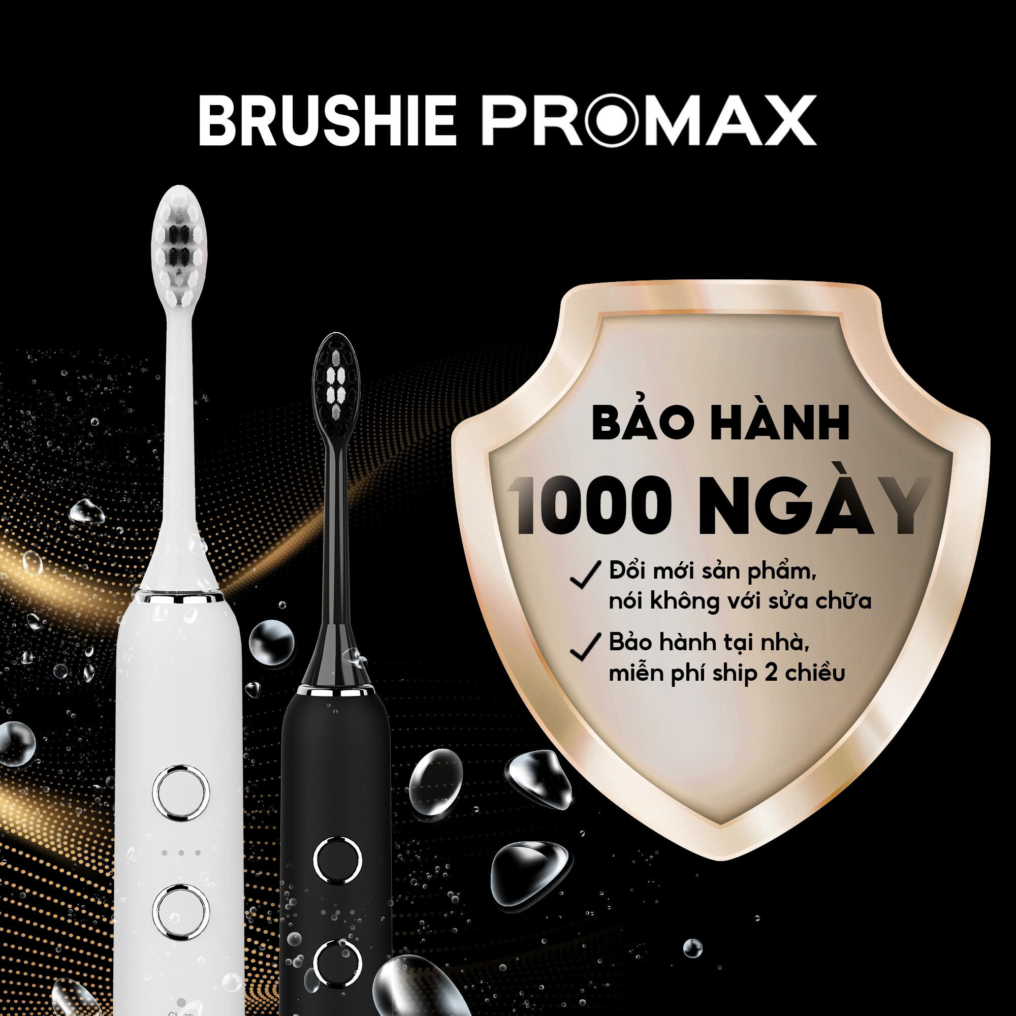 [GIÁ 630K TẠI LIVE SHOP] Bàn Chải Điện Brushie Promax, 15 Chế Độ Làm Sạch, Tích Hợp Đầu Rửa Mặt ...