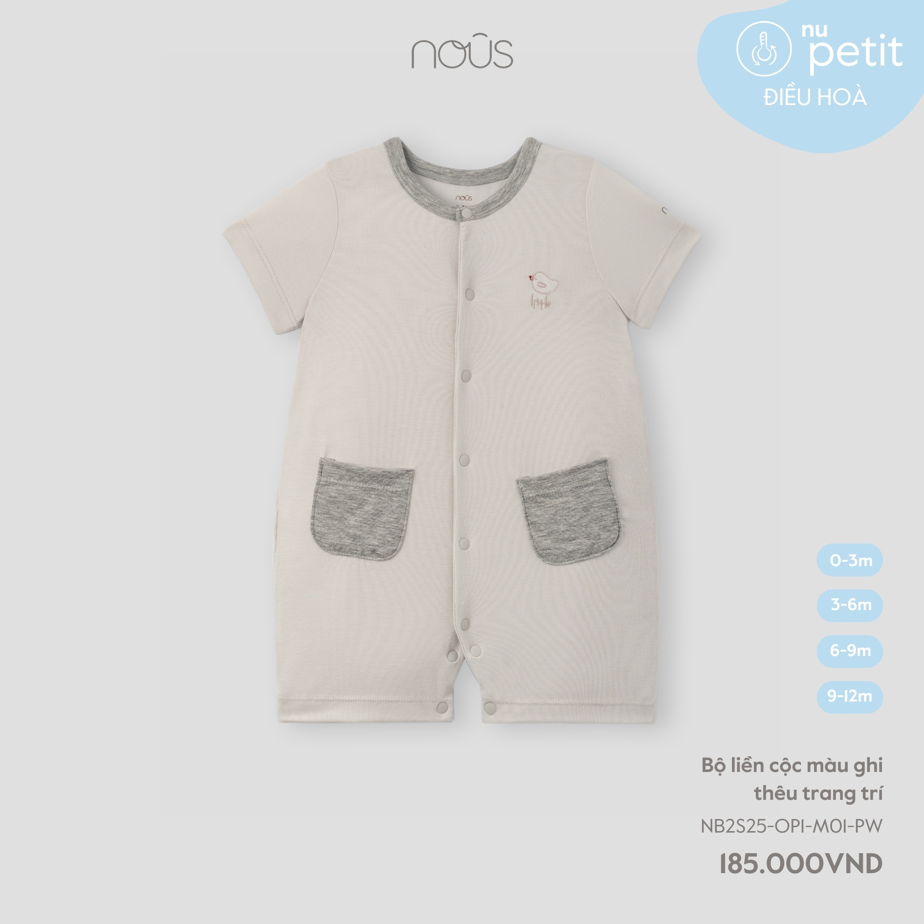 Nous Baby Bộ liền cộc cho bé trai, bodysuit liền thân phối màu sắc năng ...