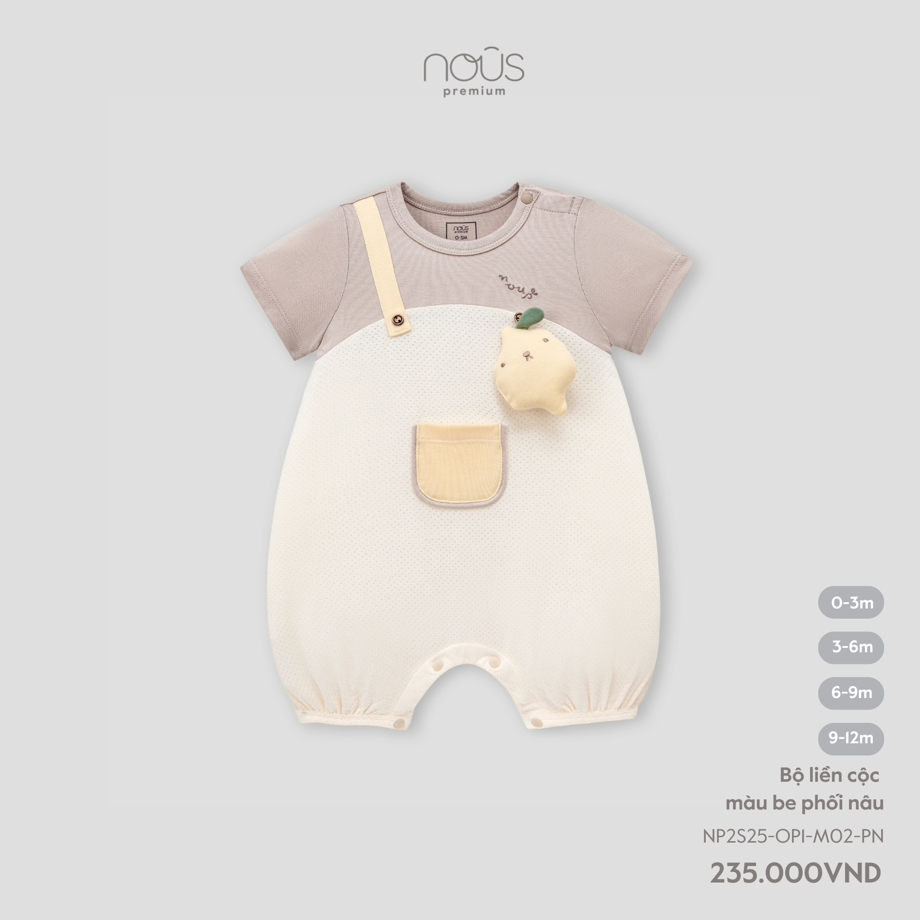 Nous Baby Bộ liền cộc cho bé trai, bodysuit liền thân phối màu sắc năng ...