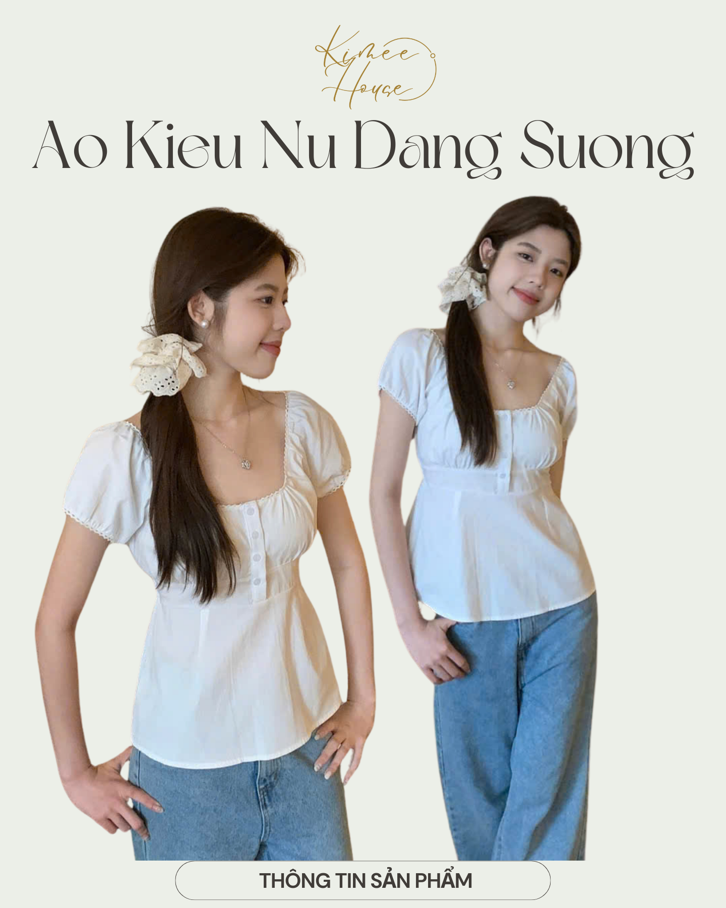 Áo Kiểu Nữ Dáng Suông Tay Bồng Phối Cúc Mùa Hè Kimee - KA524 | Shopee ...