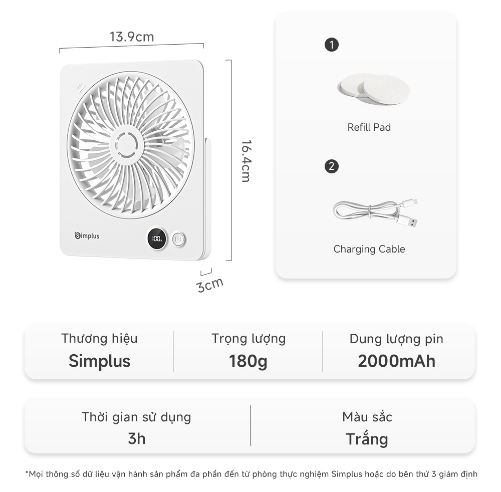 Simplus Quạt Mini Để Bàn Chân Đế Xoay 180° Sạc Type-C Xông Tinh Dầu 5 Chế Độ Gió Dùng Liên Tục 7 ...