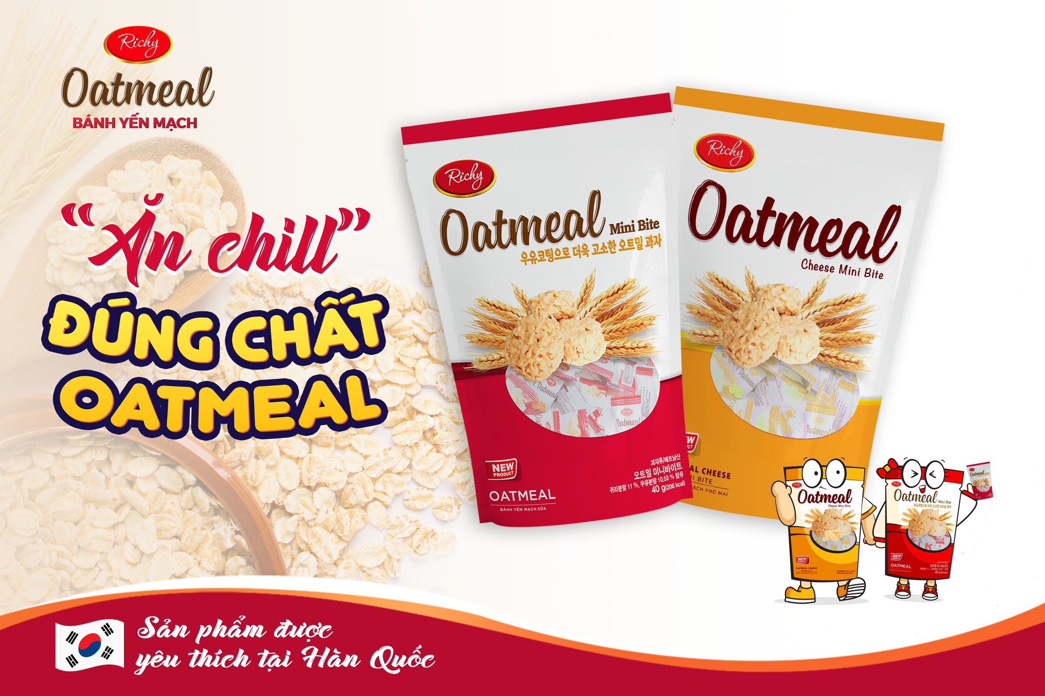 [QUÀ TẶNG ĐƠN 169K] Combo 10 bánh yến mạch Oatmeal Richy túi 35-40g vị ...