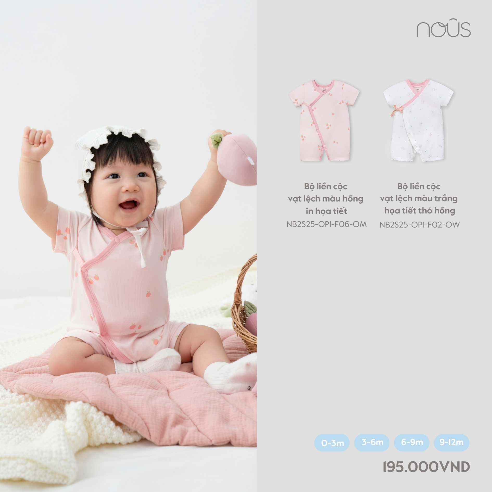 Nous Baby Bộ quần cộc liền thân Nous nhiều màu sắc họa tiết dễ thương ...