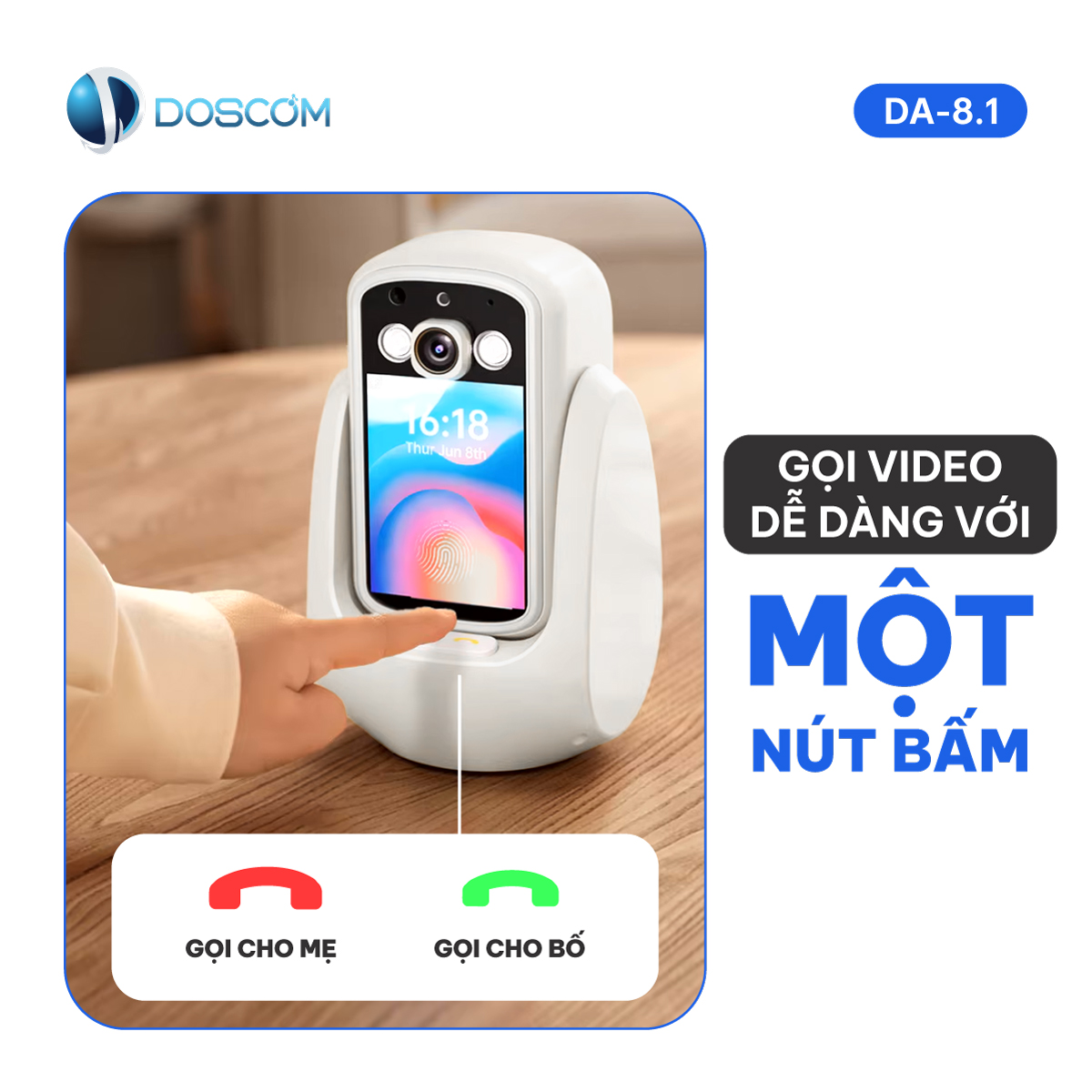 Camera gọi videos 2 chiều DOSCOM DA8.1, tích hợp màn hình IPS 2,8 inch ...