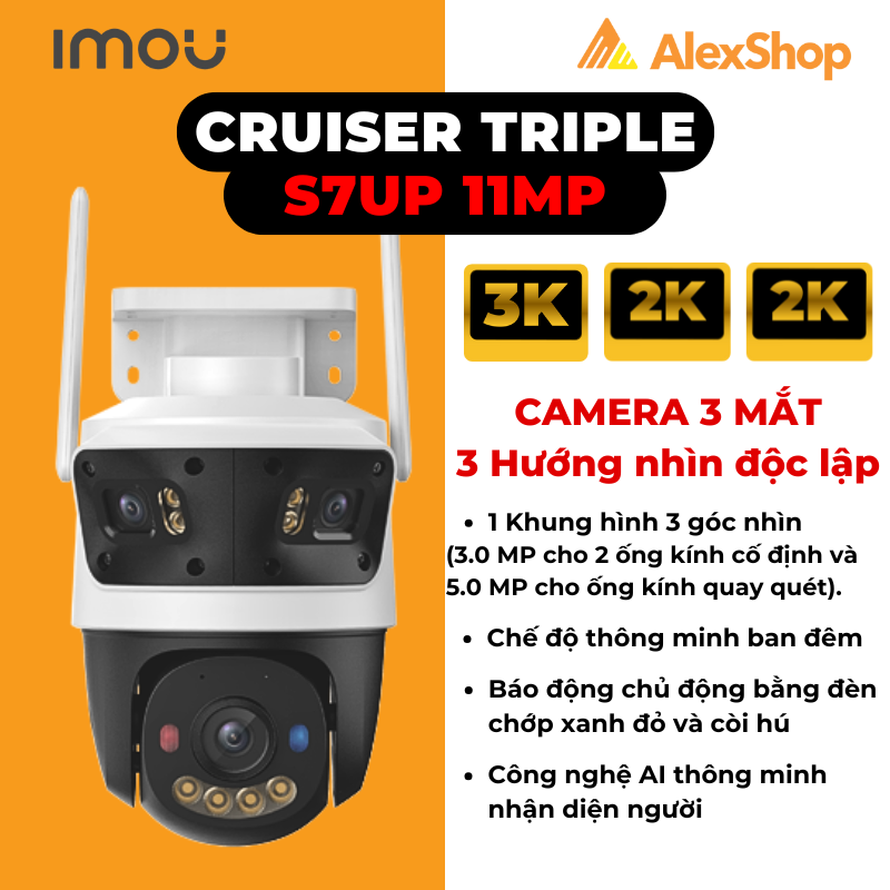 [3 MẮT] Camera 3 Mắt Imou Cruiser Triple S7UP, Ngoài Trời Xoay, 2 Khe ...