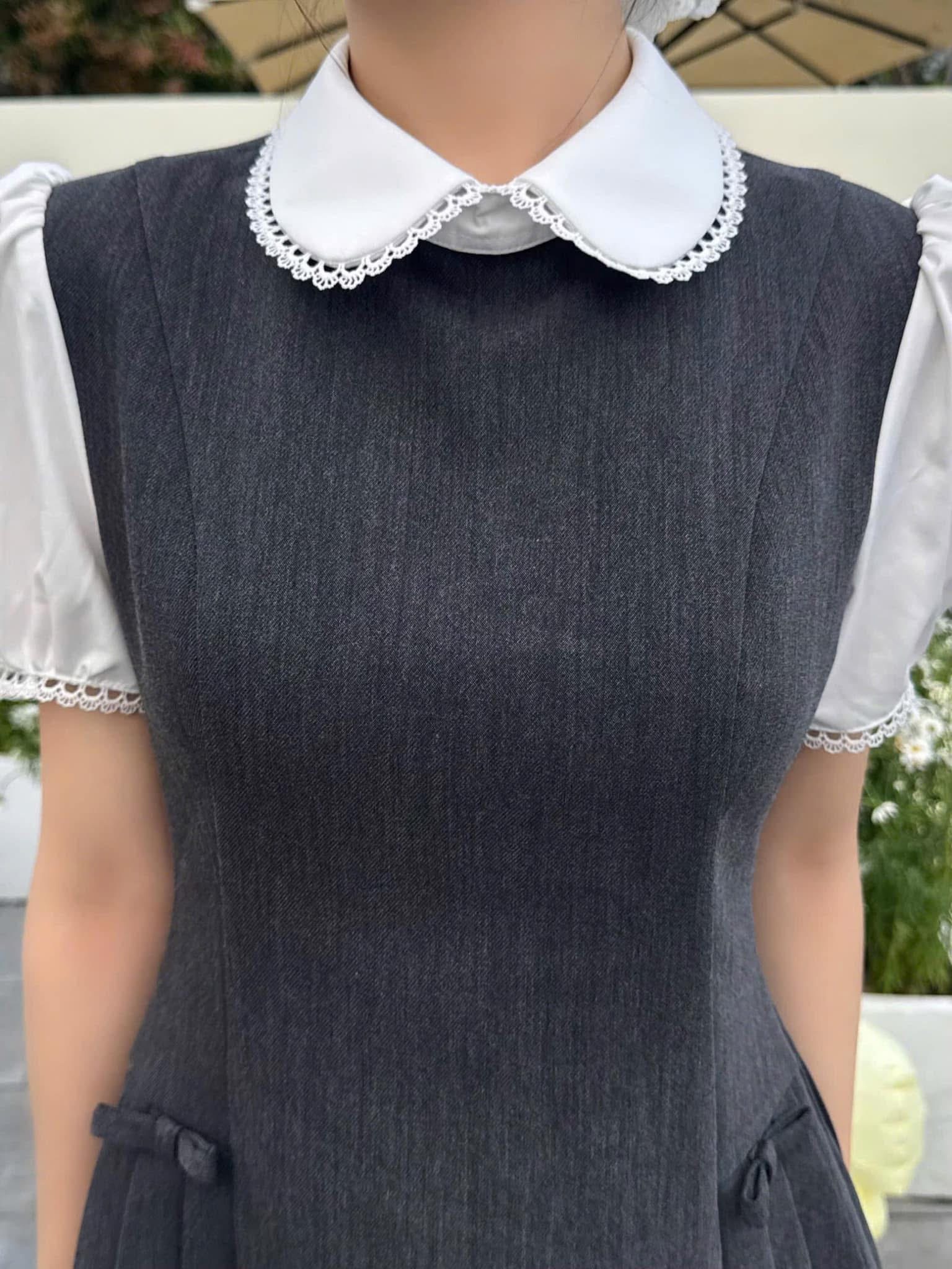 Lily.clothes- Váy sơ mi cộc tay cổ sen dáng ngắn xoè xếp ly phong cách ...