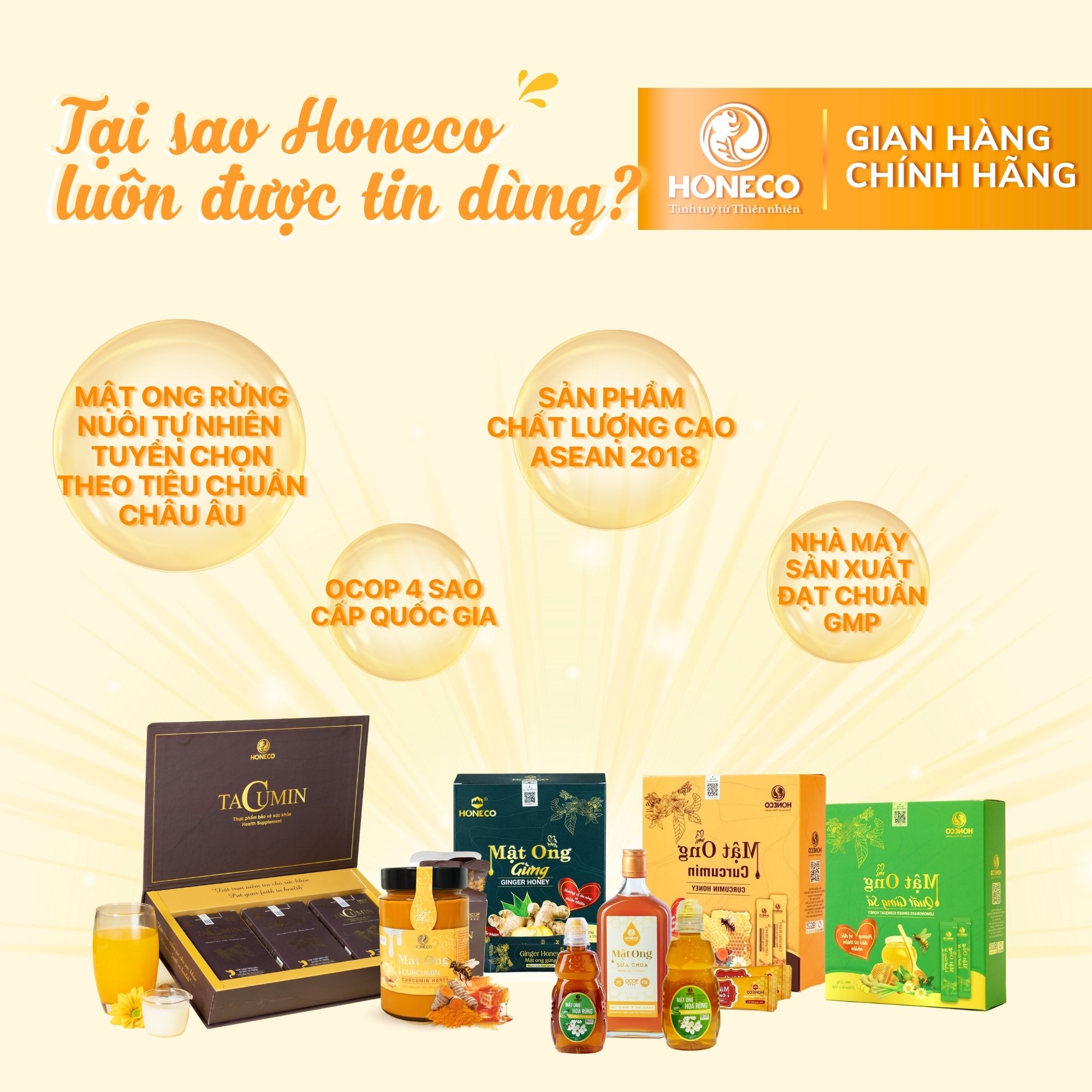 Mật ong nghệ sữa chúa Tacumin HONECO 500g - OCOP 4 SAO - Hỗ trợ giảm ...