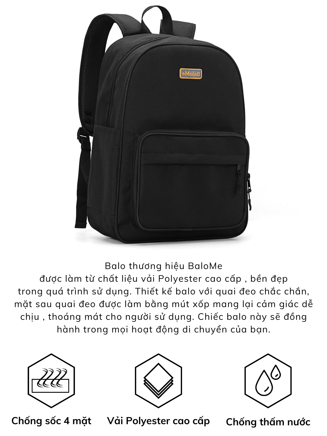 Balo Nam Nữ Thương Hiệu BaloMe Kiểu Dáng Basic Đi Học Đi Chơi Mã BM02 ...