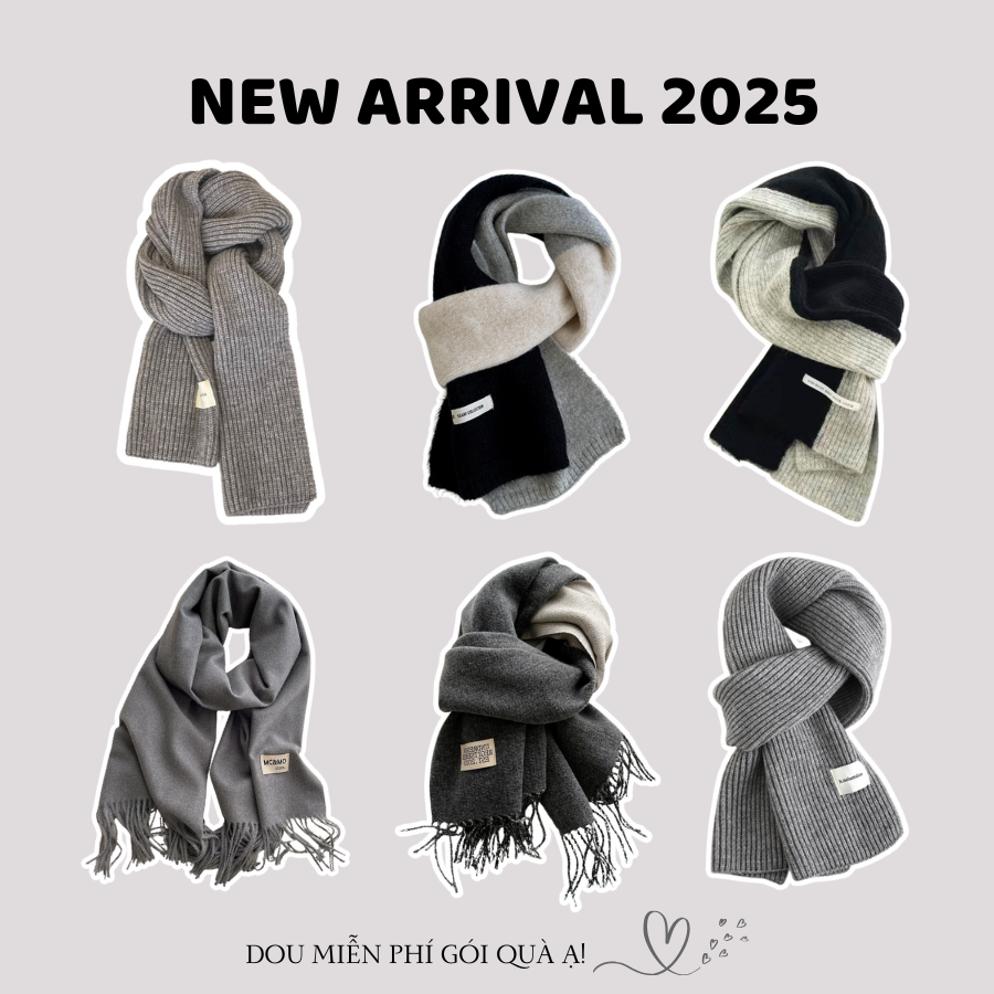 Khăn Len Cashmere Quàng Cổ Unisex Dày Ấm, Khăn Len Dệt Kim Tone Xám ...