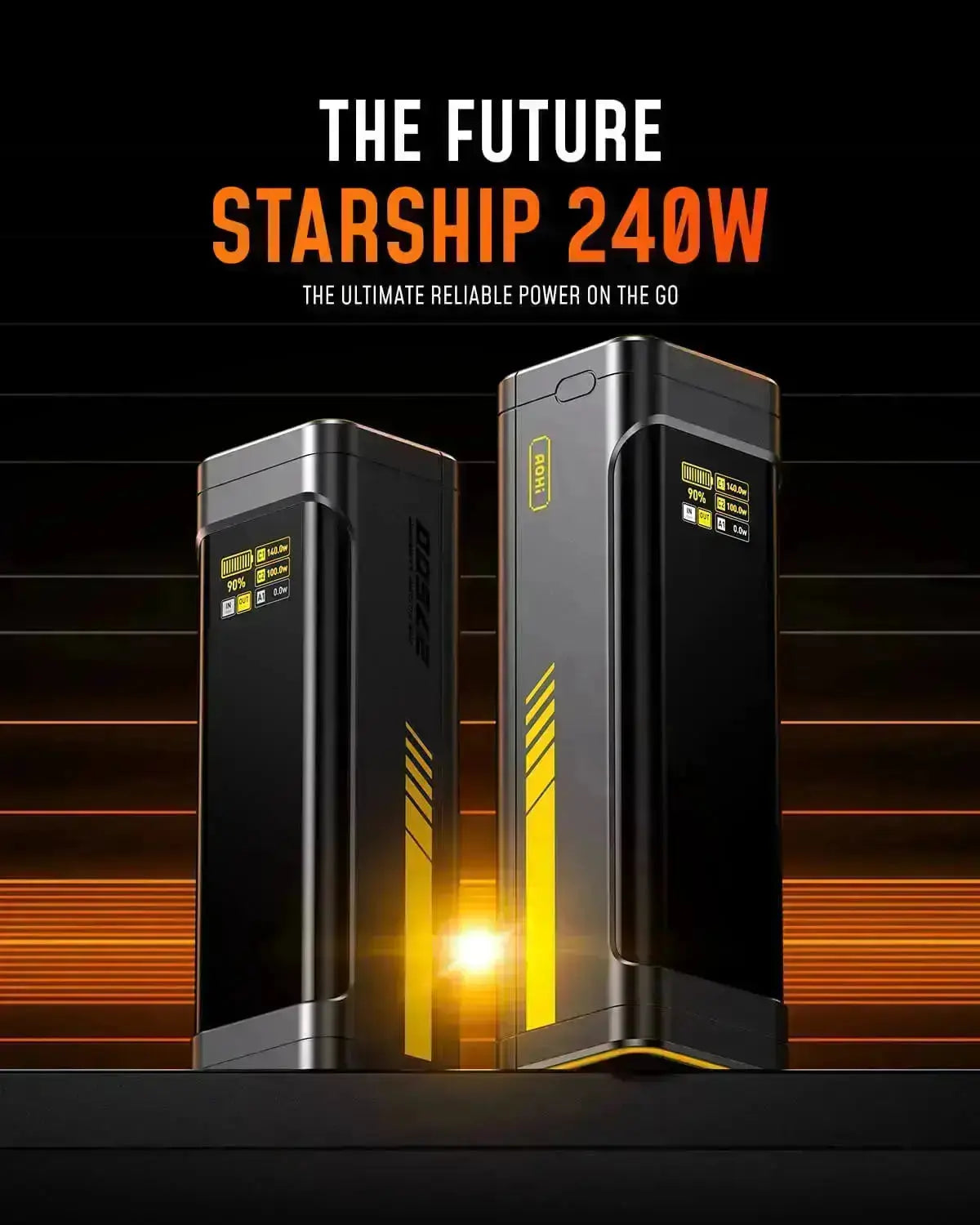 Pin dự phòng AOHI The Future Starship 240W 27.600mAh kèm cáp CC 140W, tích hợp màn hình LED ...