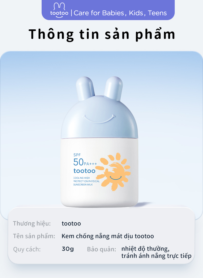 Kem Chống Nắng Vật Lý Cho Bé tootoo SPF50/PA+++ Bảo Vệ Tối Đa Tia UVA ...