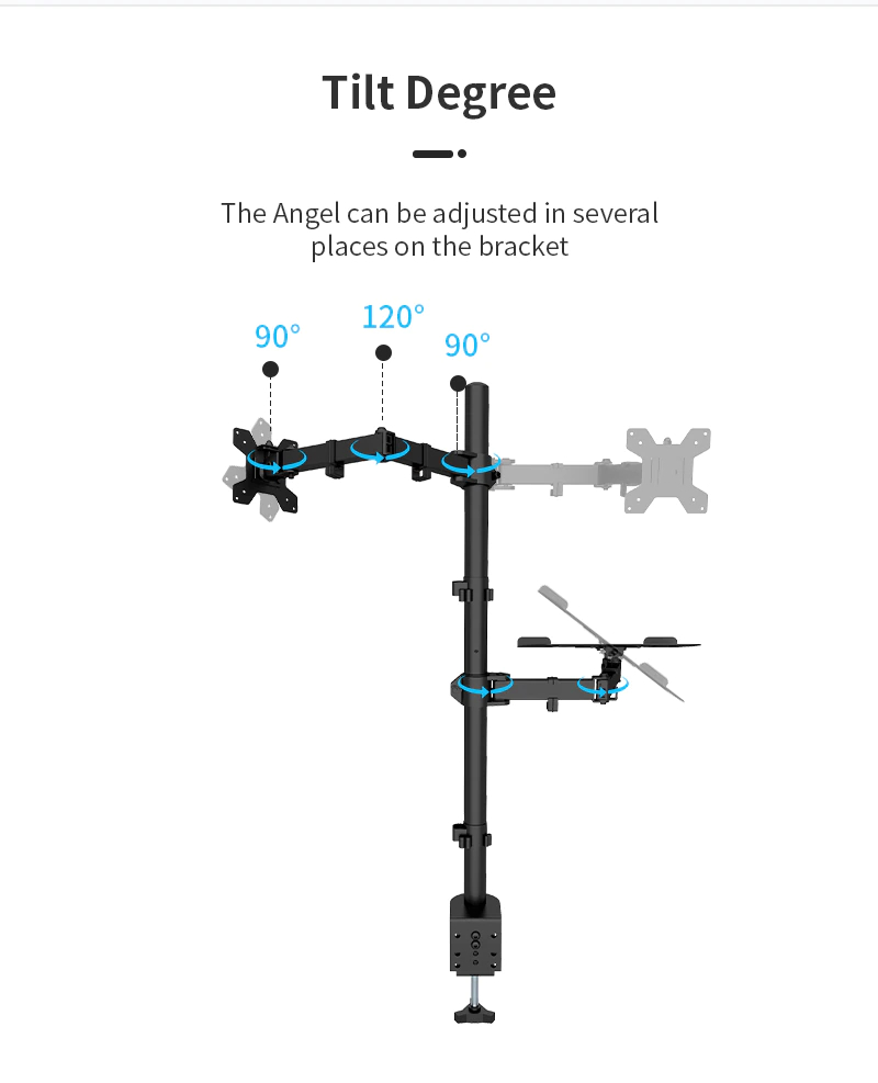 Giá treo màn hình 17-32 Inch kèm giá đỡ Laptop M074, tải trọng 8kg, tay dài 38 cm, lắp đặt kẹp ...