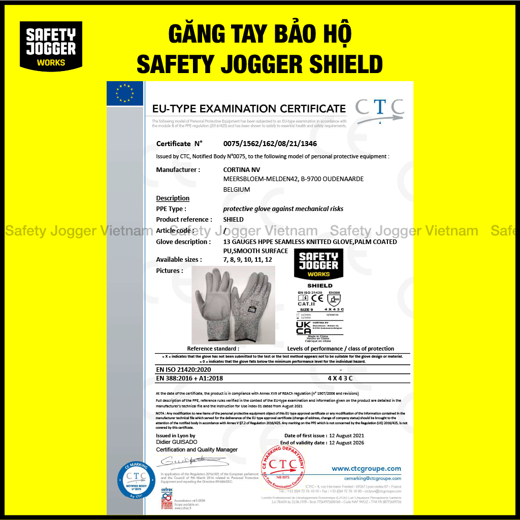 [CHÍNH HÃNG] Găng Tay Chống Cắt Safety Jogger Shield cấp độ 5 Bảo Vệ ...