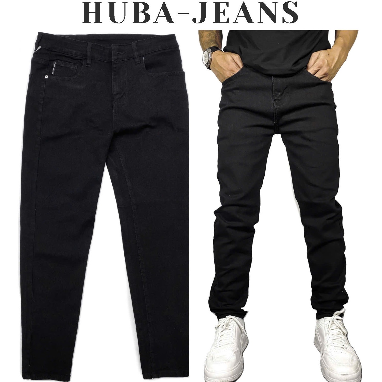 Quần jean nam HUBA-JEANS co giãn xanh TƯƠI trơn Menswear Pants Có Túi ...