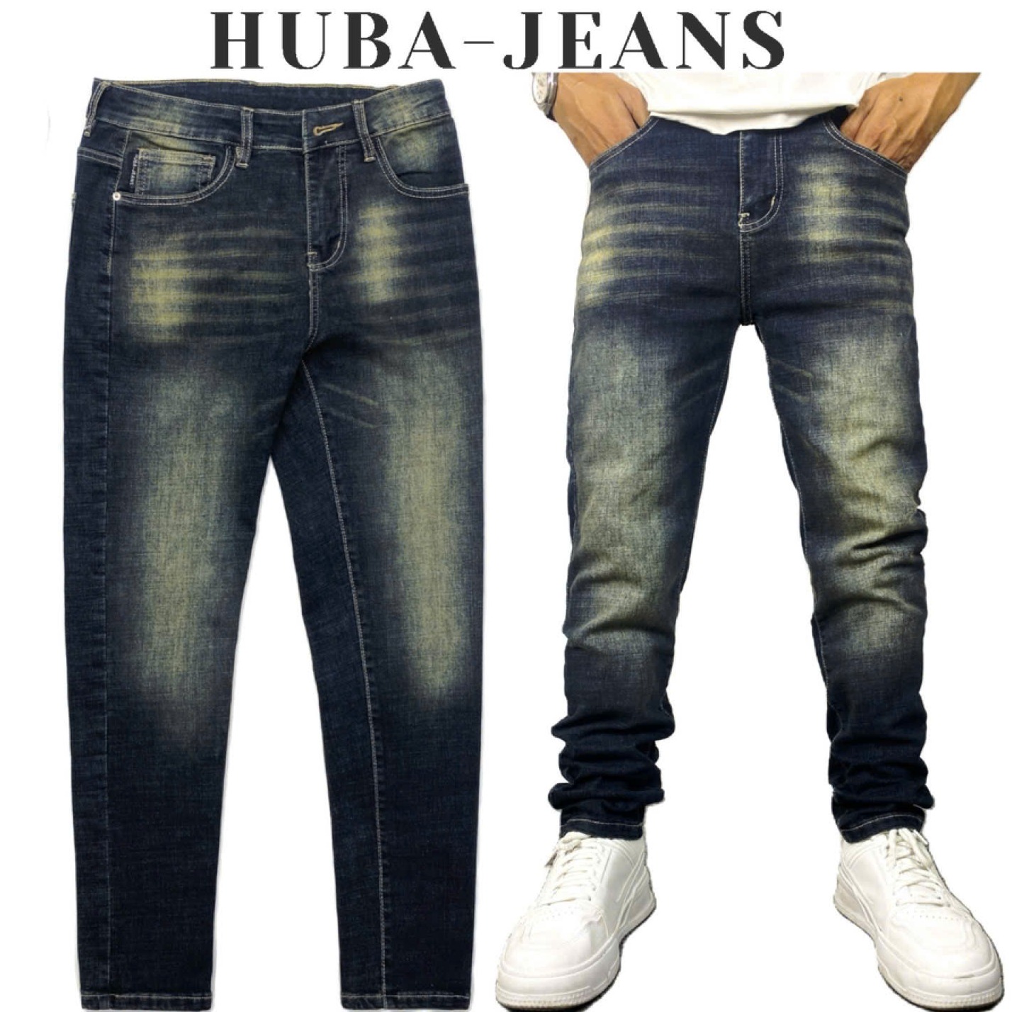 Quần jean nam HUBA-JEANS co giãn xanh TƯƠI trơn Menswear Pants Có Túi ...