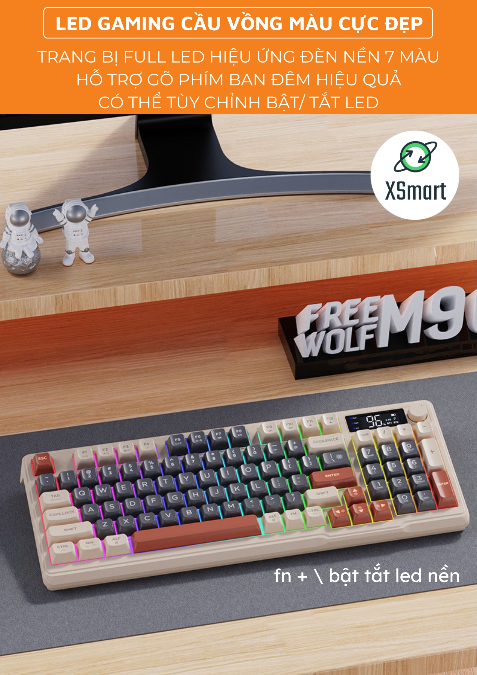 Bàn Phím Bluetooth Không Dây M96 NEW Keycap PBT, 2 Mode , Màn Hình, LED 7 Màu, Full Foam Gõ Êm ...