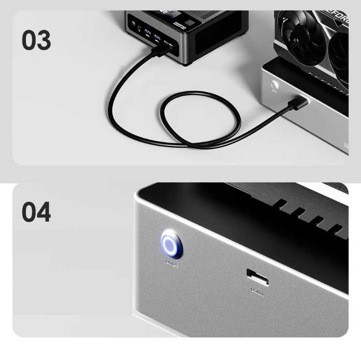 eGPU AooStar AG01/AG02 v2 Platinum 800W 80Plus Thunderbolt3/4 USB4 ...