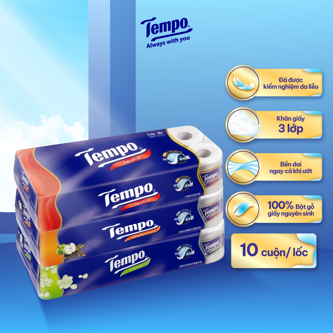 [MUA 1 LỐC x 10 CUỘN TẶNG 1 CUỘN GVS 4 LỚP] Giấy Vệ Sinh Cao Cấp Tempo ...