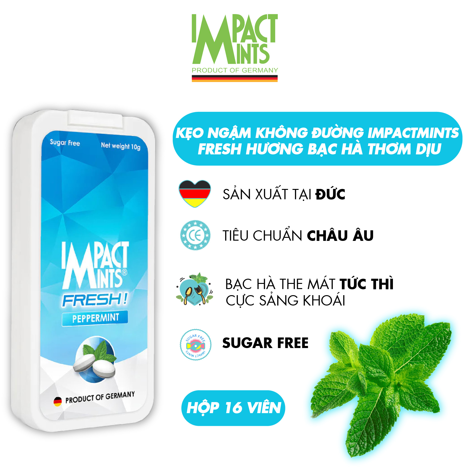 Combo 3 Hộp Kẹo Ngậm Bạc Hà Không Đường IMPACT MINTS FRESH Vị Táo Vàng ...