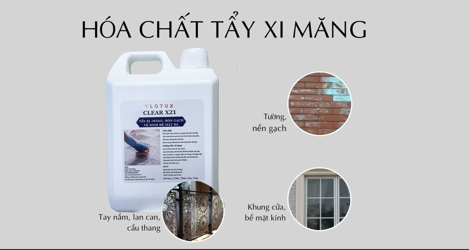 Dung dịch tẩy xi măng CLEAR X21 dung tích 250ml / 500ml / 1L, Dung dịch ...