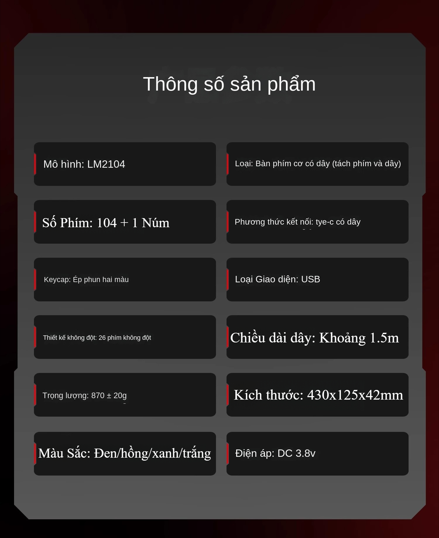 Bàn Phím Cơ Có Dây Tháo Rời - PKSMART LM2104 - LED 17 Hiệu Ứng - Kê Tay Tháo Rời - Núm Đa Năng ...
