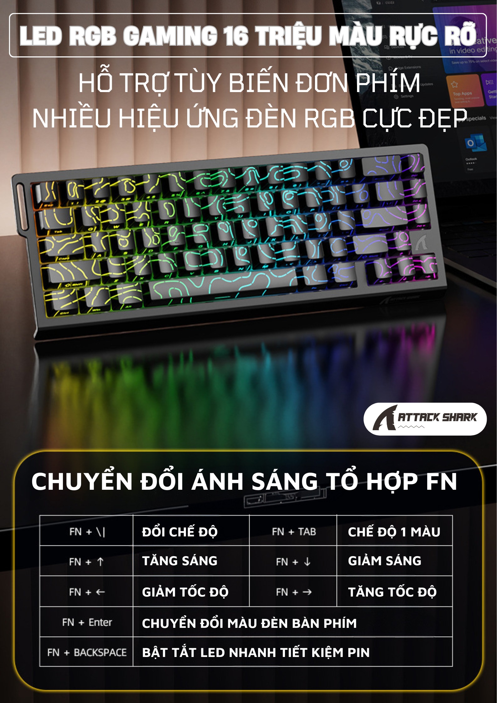 Bàn Phím Cơ Attack Shark X68 Pro HE - Công Nghệ Hall Effect, 3 Chế Độ ...