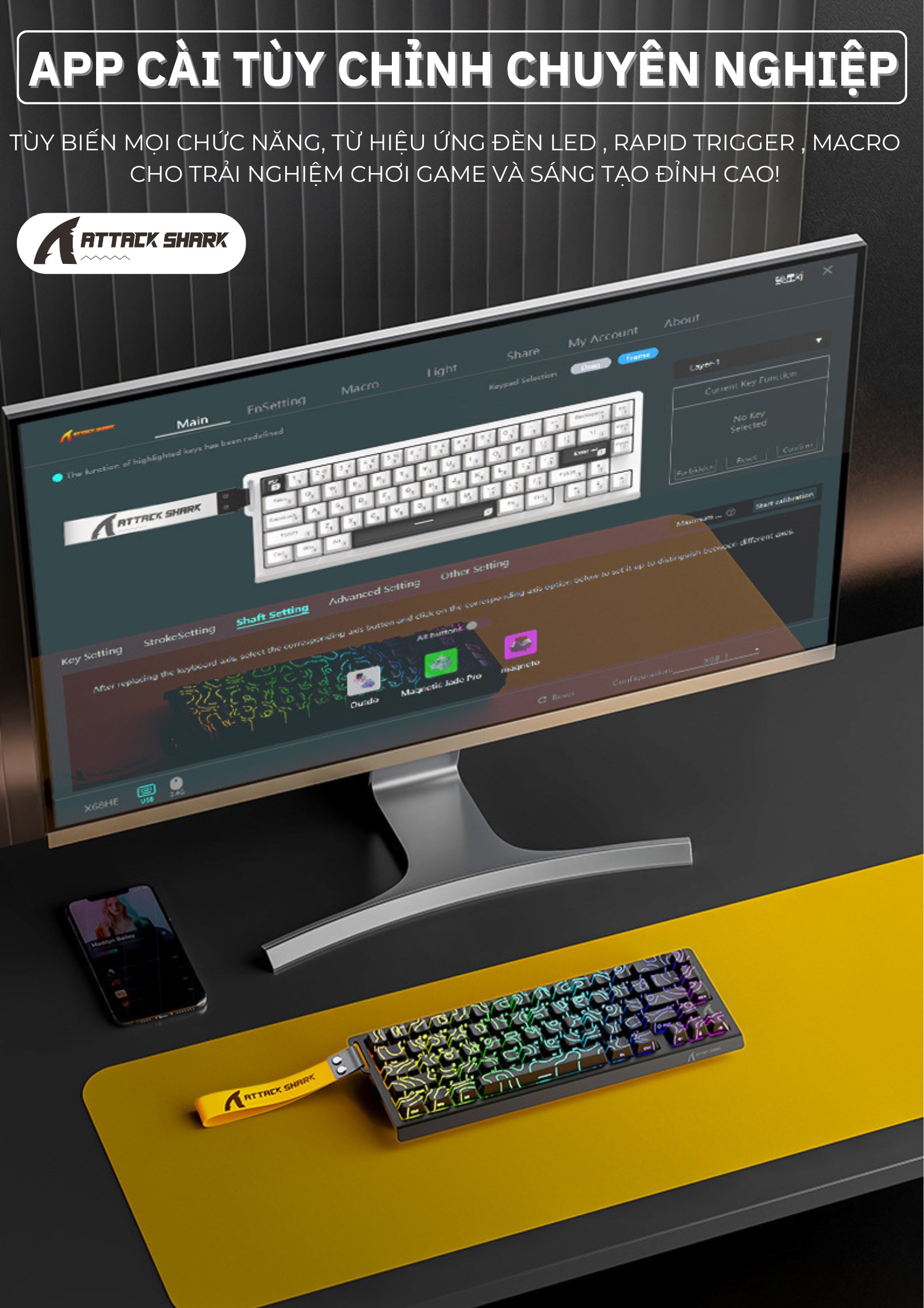 Bàn Phím Cơ Attack Shark X68 Pro HE - Công Nghệ Hall Effect, 3 Chế Độ ...