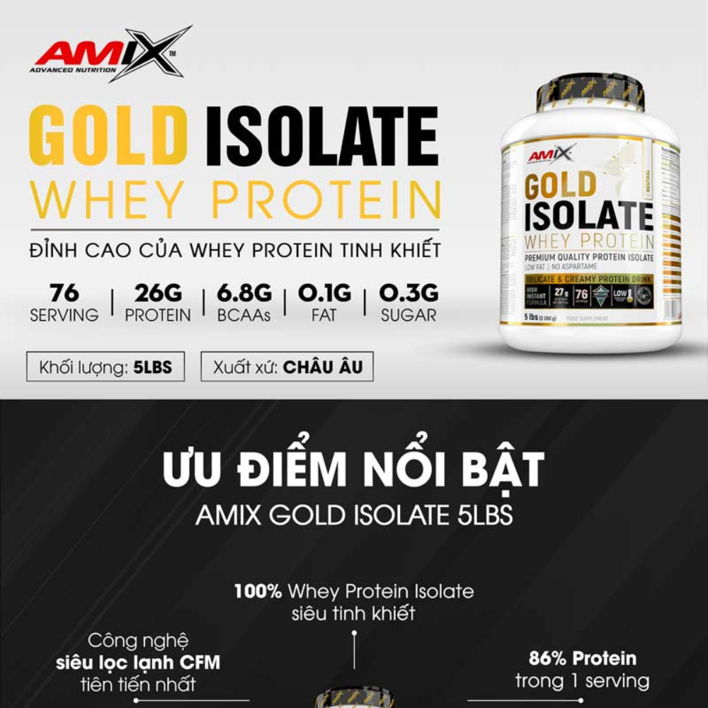 Combo Sữa Tăng Cơ Amix Gold Whey Protein Isolate 5lbs + Amix Creatine ...
