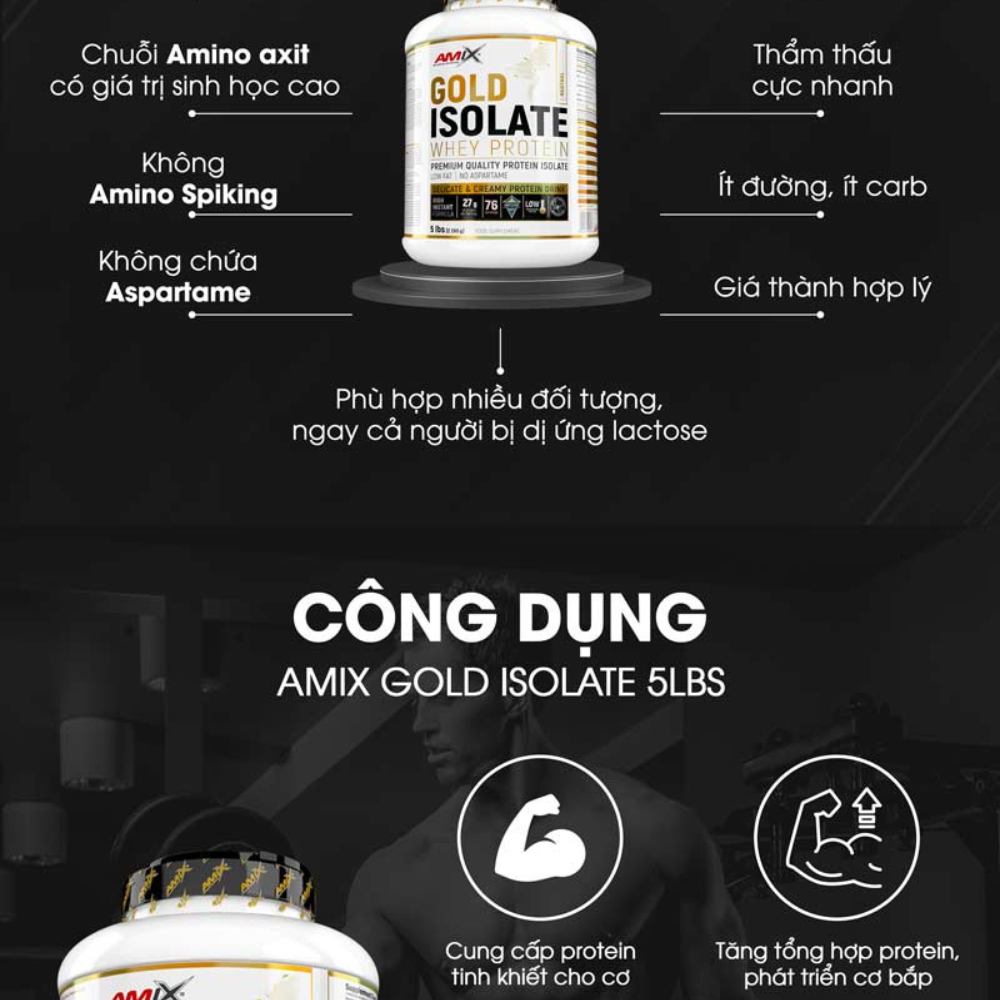 Combo Sữa Tăng Cơ Amix Gold Whey Protein Isolate 5lbs + Amix Creatine ...