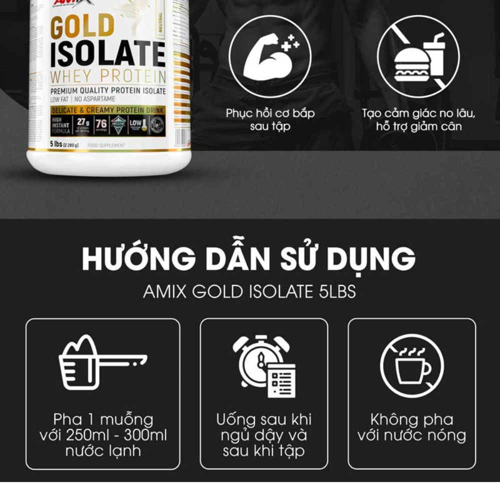 Combo Sữa Tăng Cơ Amix Gold Whey Protein Isolate 5lbs + Amix Creatine ...