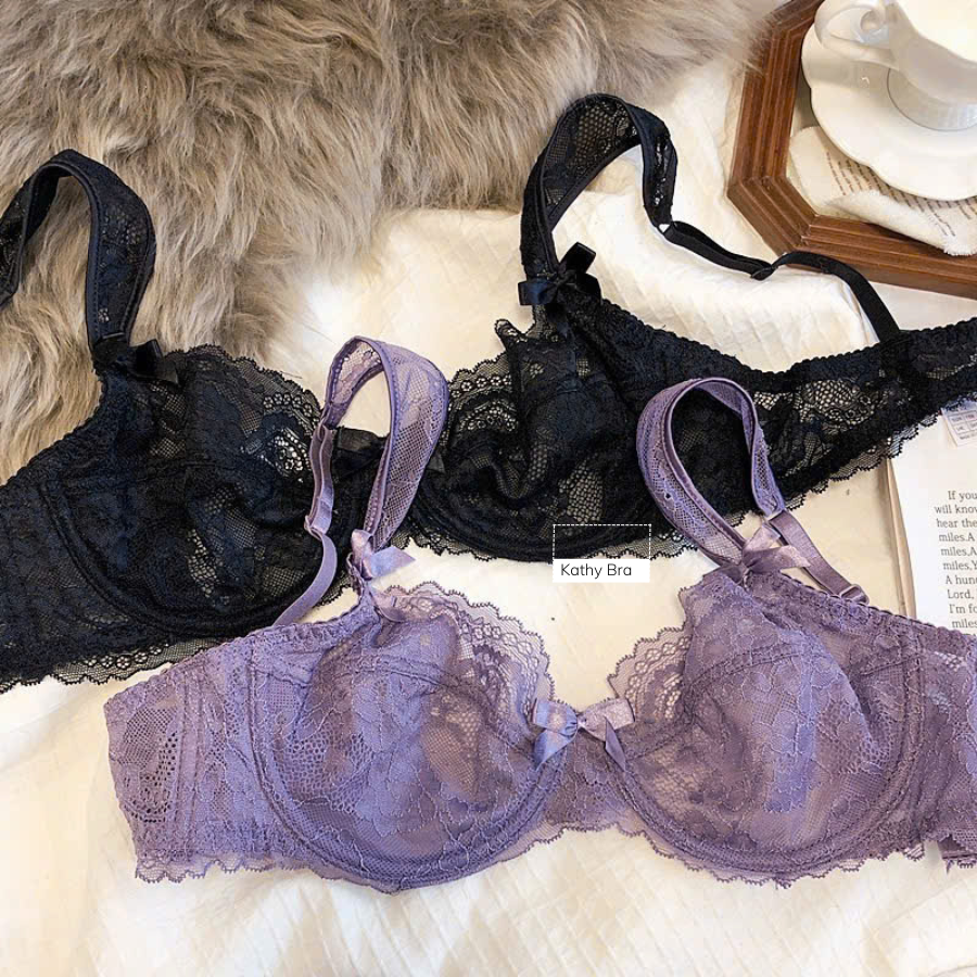 S02 Set Bộ Đồ Lót Ren Đính Nơ Cao Cấp KATHY BRA có Gọng Không Mút Chất ...
