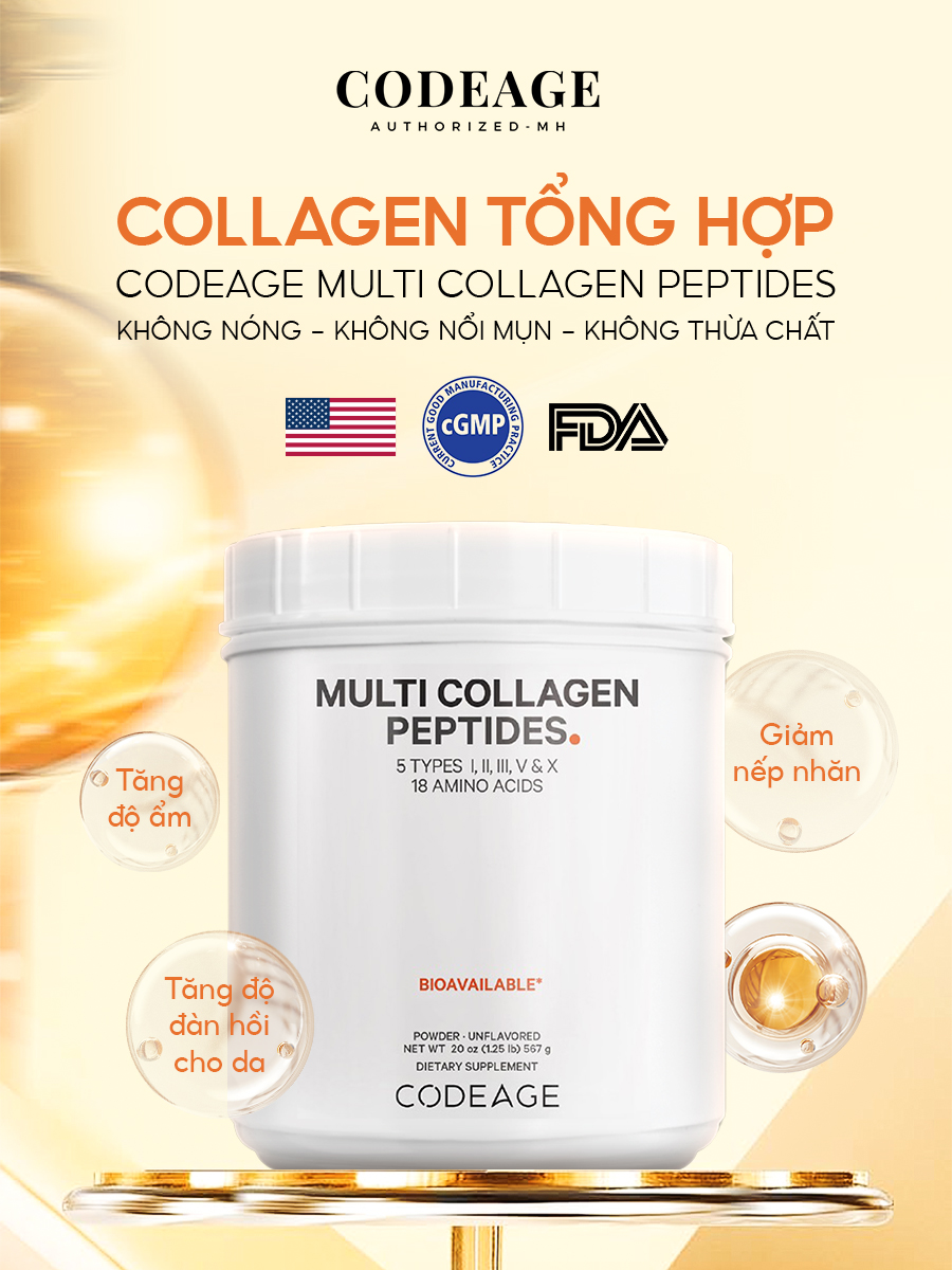 Bột collagen CodeAge Multi Collagen Peptides 567g - collagen thủy phân hỗ trợ trẻ hóa da Codeage ...
