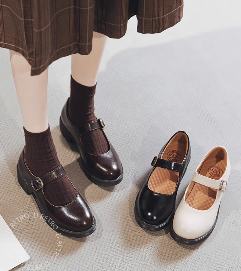 [8221] Giày Basic Mary Jane 4.5 - Giày da nữ vintage Li retro (giày da thật - genuine leather ...