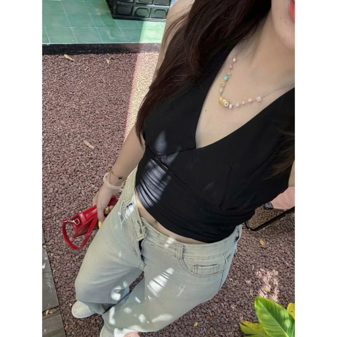 Áo croptop linen cổ yếm cột dây basic trẻ trung phong cách Calina ...