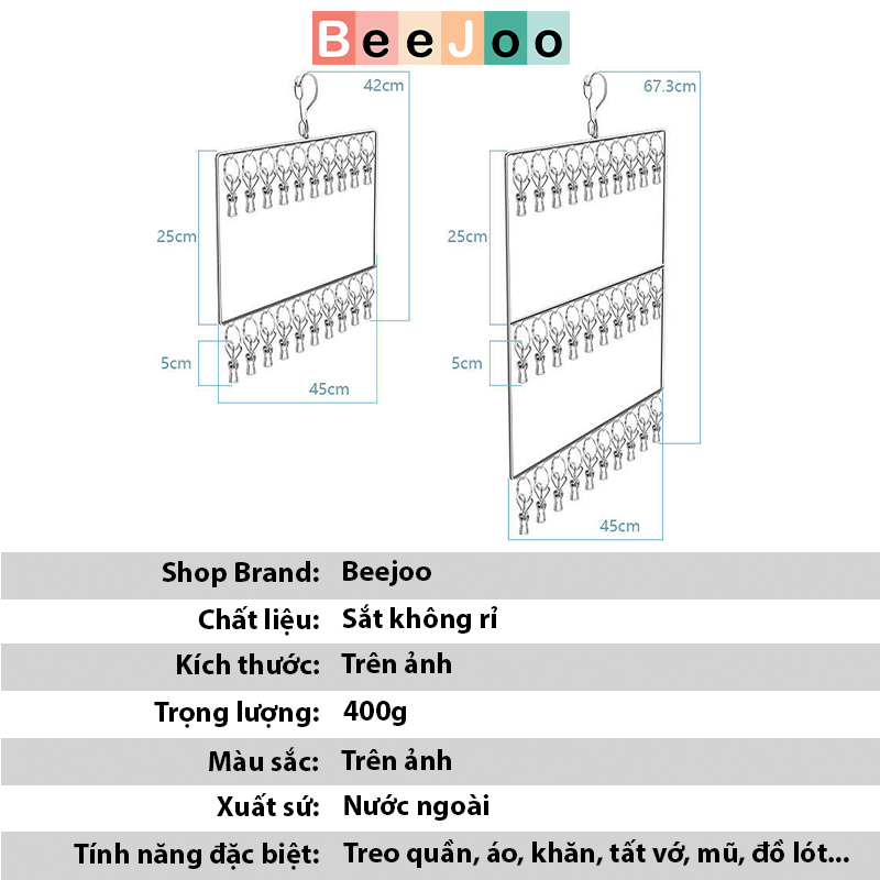 Móc treo đồ lót, tất vớ chất liệu thép không gỉ, móc treo nhiều tầng có thể treo trực tiếp trong ...