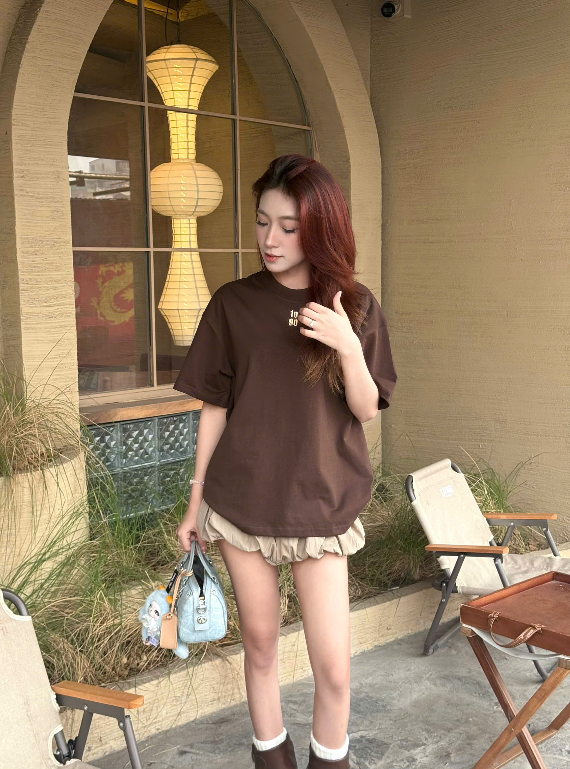 Áo Thun Boxy Nevasome Atelier Thêu Xù Cotton 260 gsm Tay Lỡ Form Boxy Rộng Nam Nữ Cổ Tròn ...