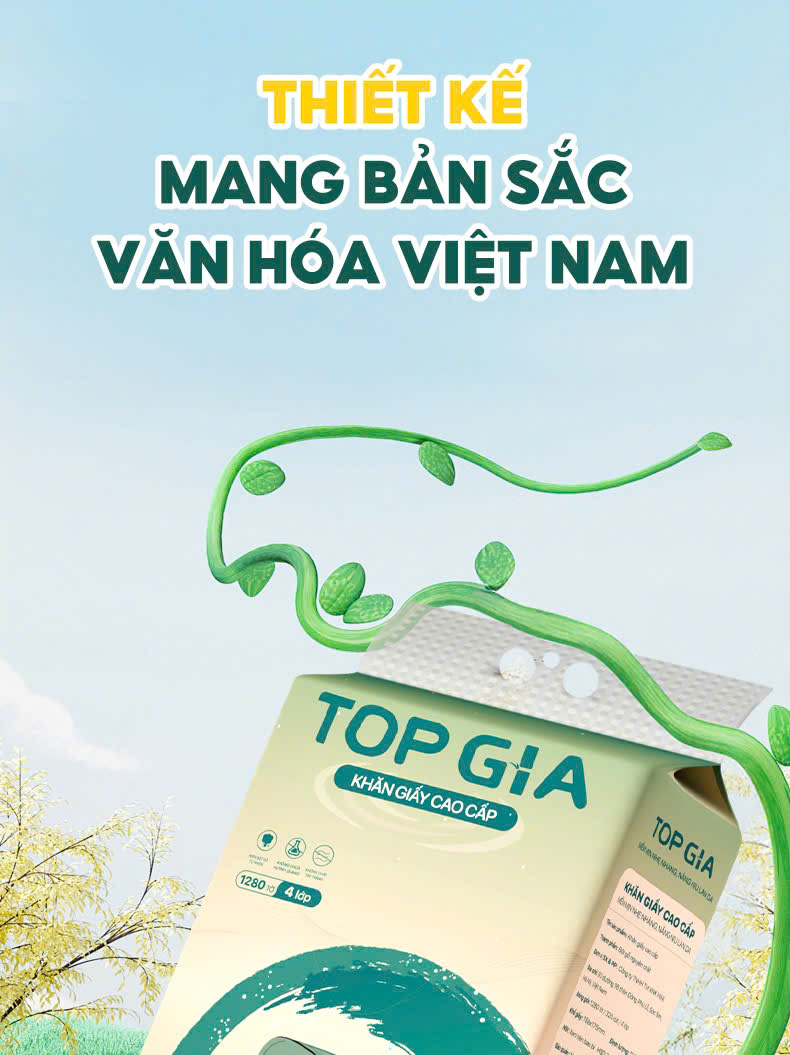 Khăn giấy rút treo tường TopGia Sắc Việt 1280 tờ, giấy vệ sinh dành cho gia đình Việt, tặng móc ...