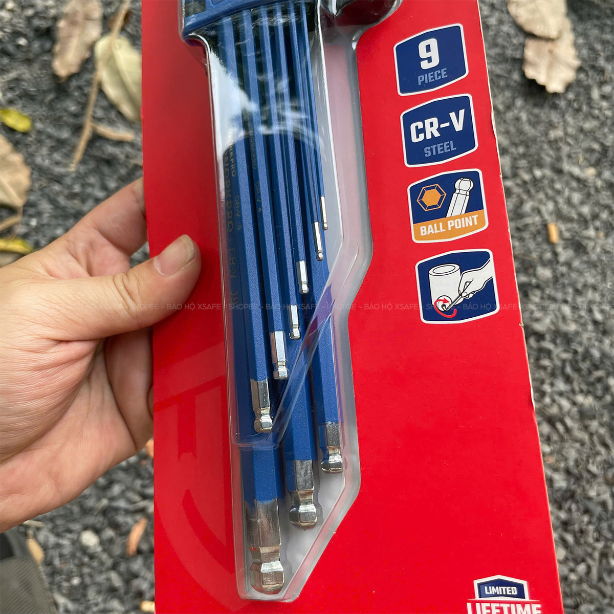 Bộ lục giác đầu bi kiểu L Workpro - WP222011, 9 cái hệ mét (1.5,2,2.5,3,4,5,6,8,10mm) thép CR-V ...