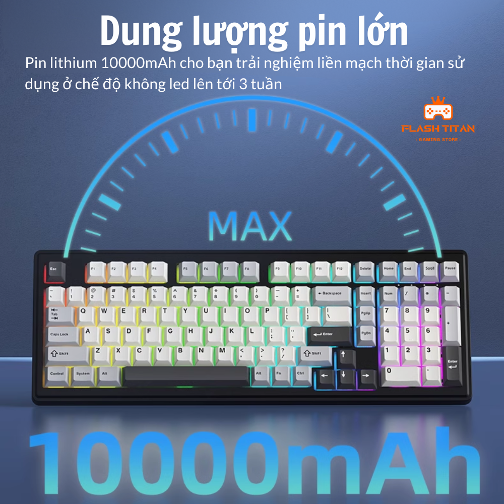 Bàn phím cơ không dây Xinmeng A98 - Hỗ trợ hotswap - Bàn phím Full size - Led RGB có app tùy ...