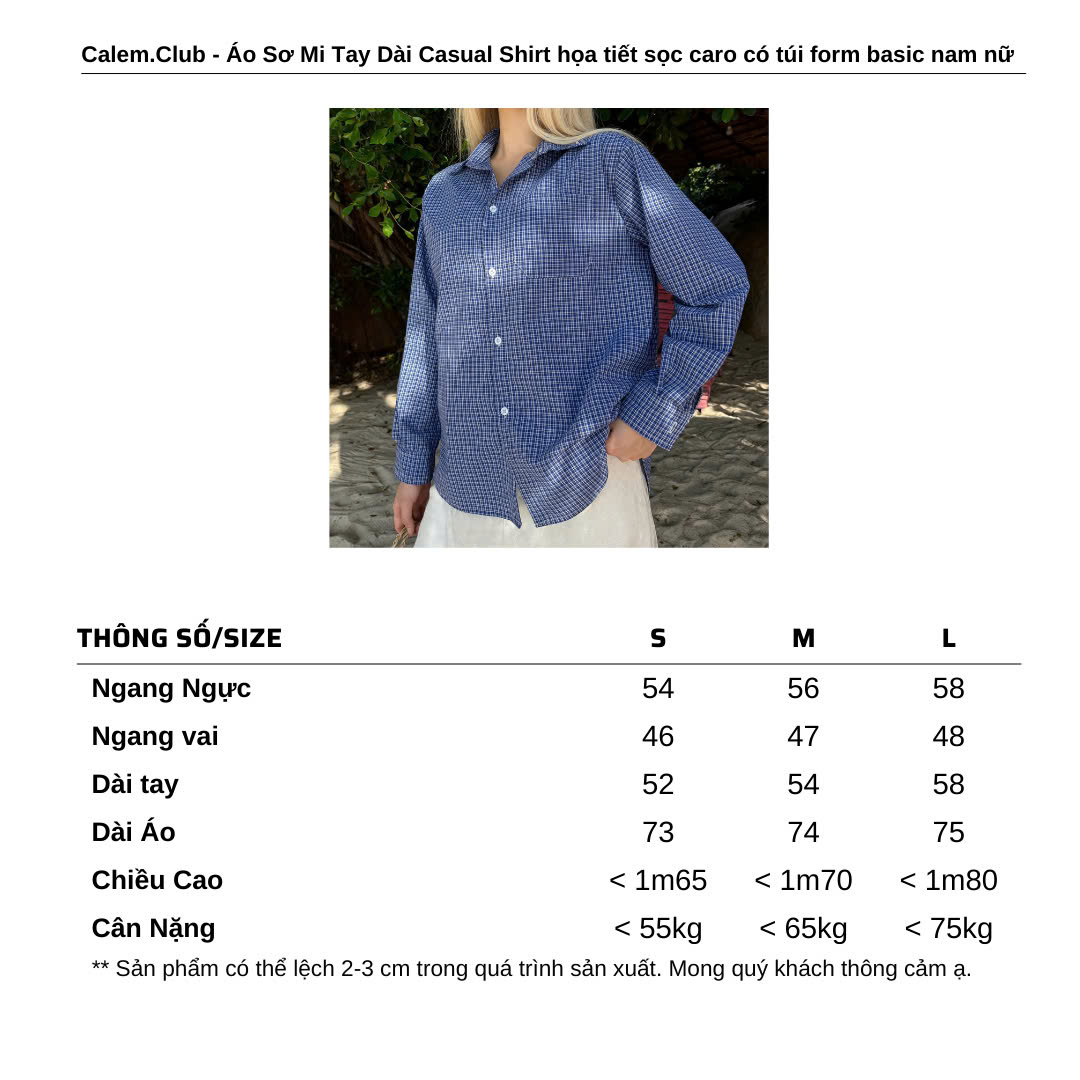 Áo Sơ Mi Tay Dài Casual Shirt Calem.Club họa tiết sọc caro có túi form ...
