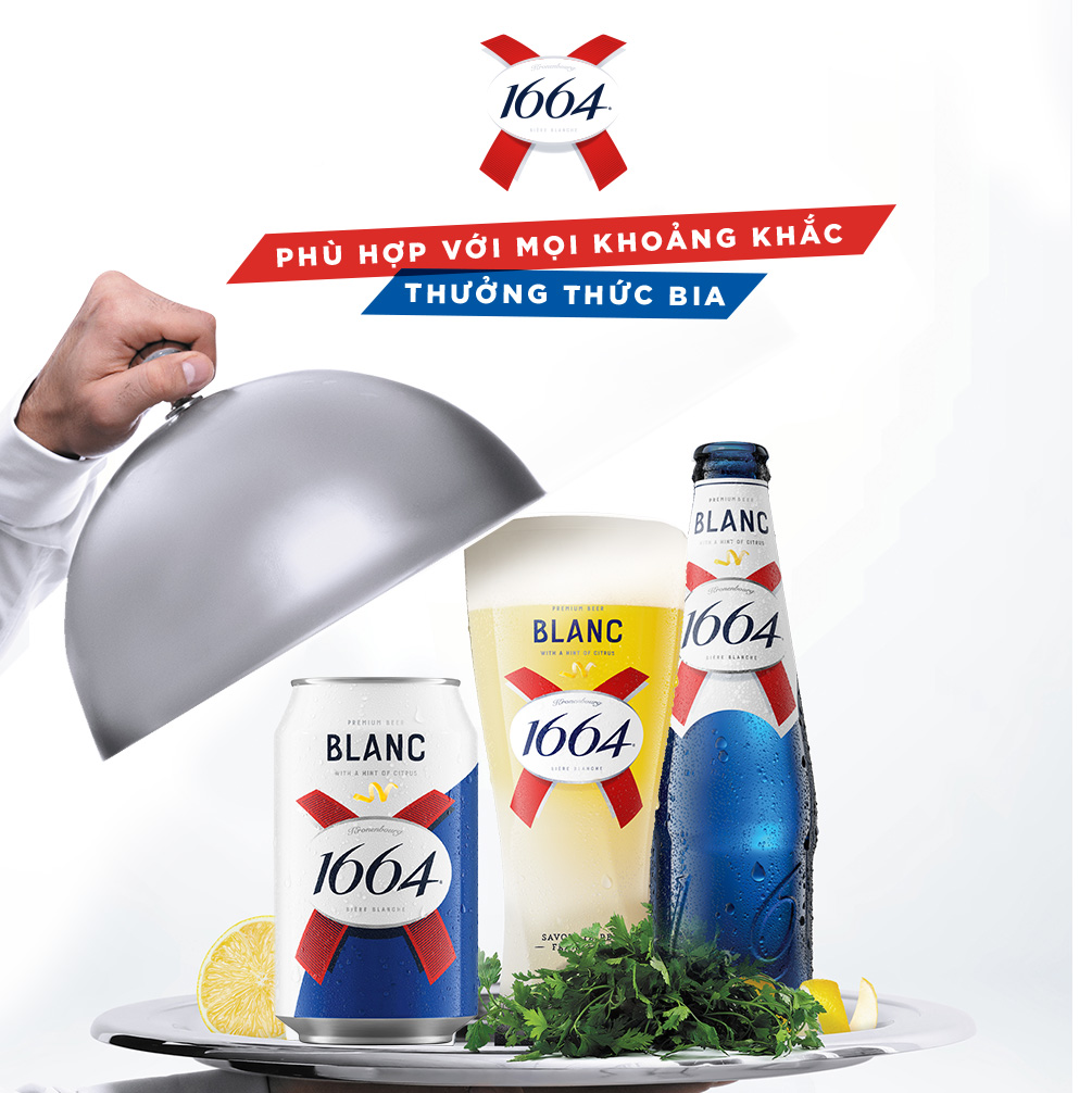 1664 Blanc - Bia Pháp Kronenbourg - Nồng độ cồn 5% - Combo 02 Thùng 24 lon 330ml Premium Beer ...