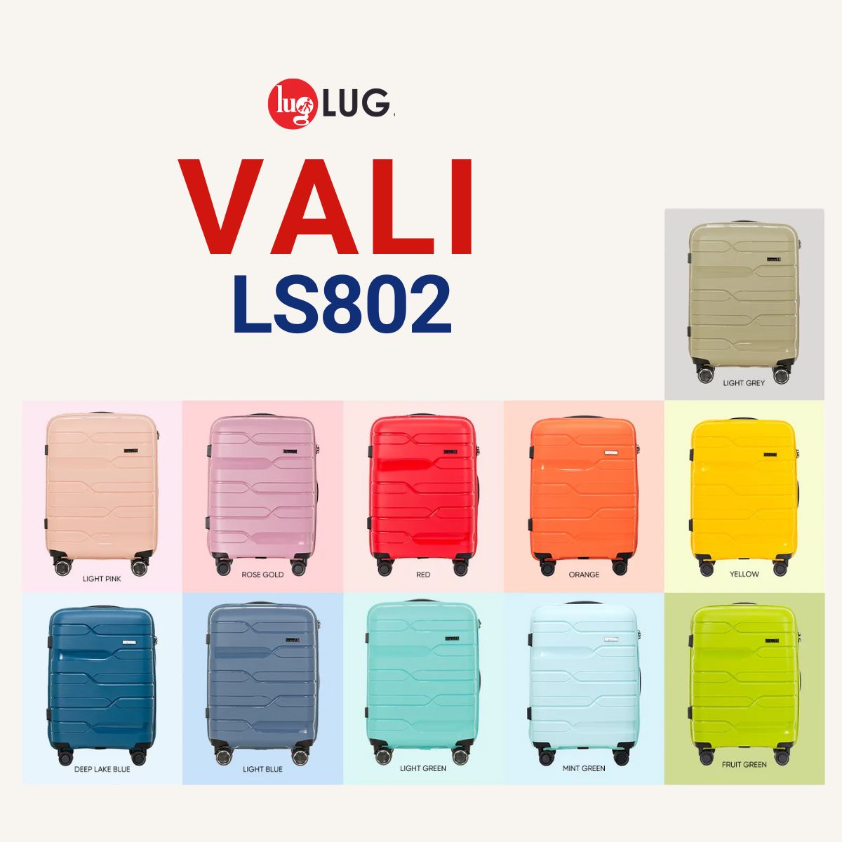 [💥ĐỘC QUYỀN] Vali Du Lịch LUG Lusetti LS802 Size20/Size24 Nhựa PP Chống Bể vỡ - Hạn Chế Trầy ...