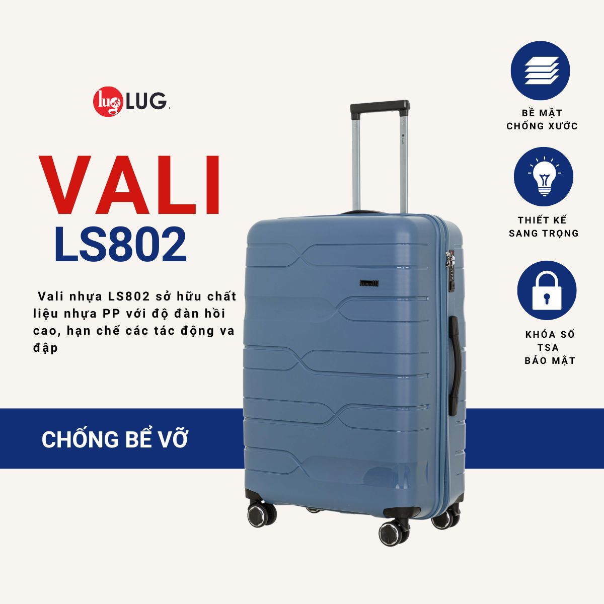 Combo 2 Vali Du Lịch LUG Lusetti LS802 S20/S24/S28 Nhựa PP Chống Bể, Khóa Số TSA | Shopee Việt Nam