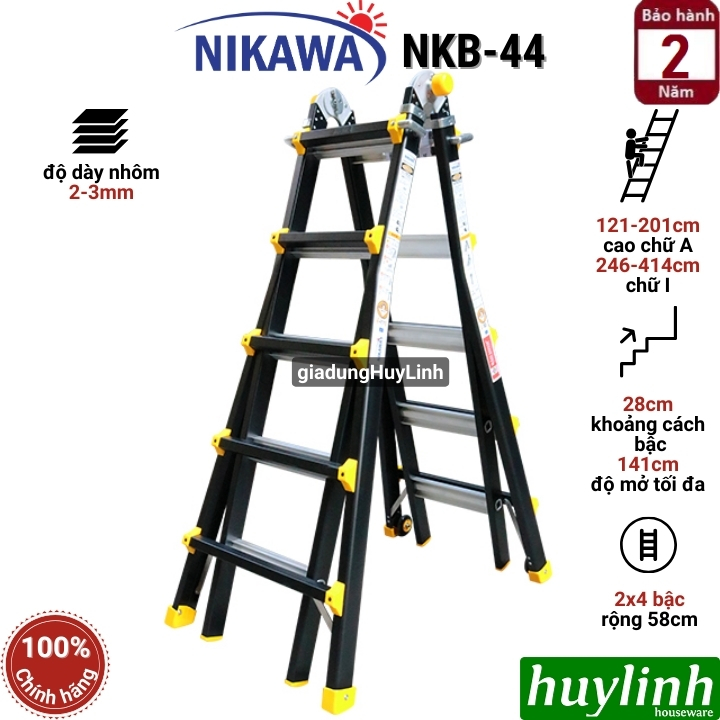 Thang nhôm gấp - trượt đa năng Nikawa NKB-44 - 2x4 bậc - chữ A Max 201 ...