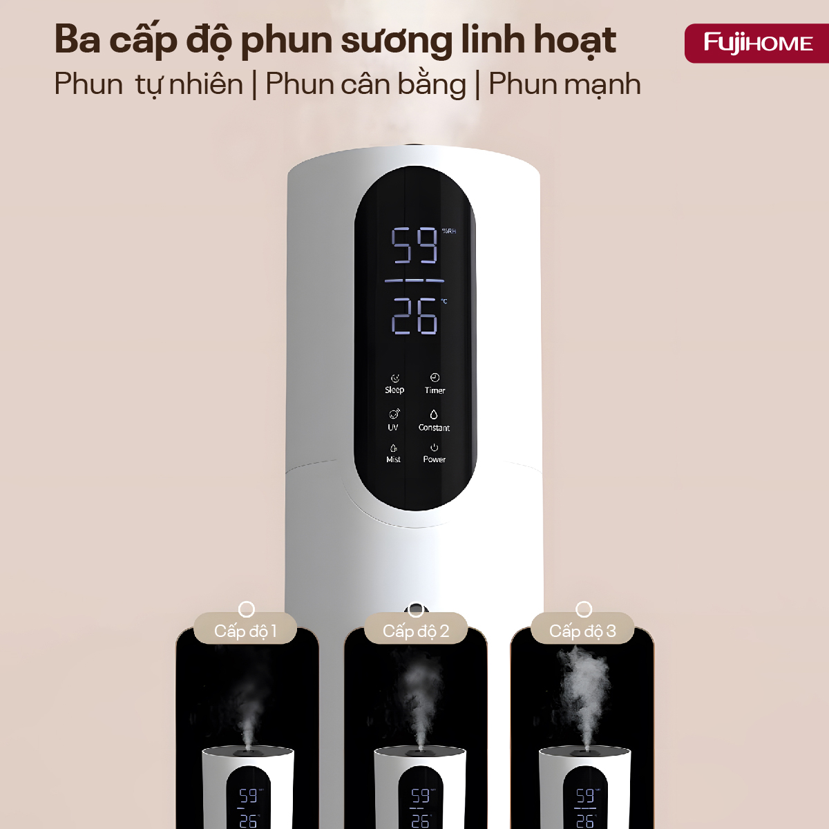 Máy tạo ẩm phun sương dung tích lớn Fujihome Nhập khẩu, máy bù ẩm khuếch tán tinh dầu, khử khuẩn ...