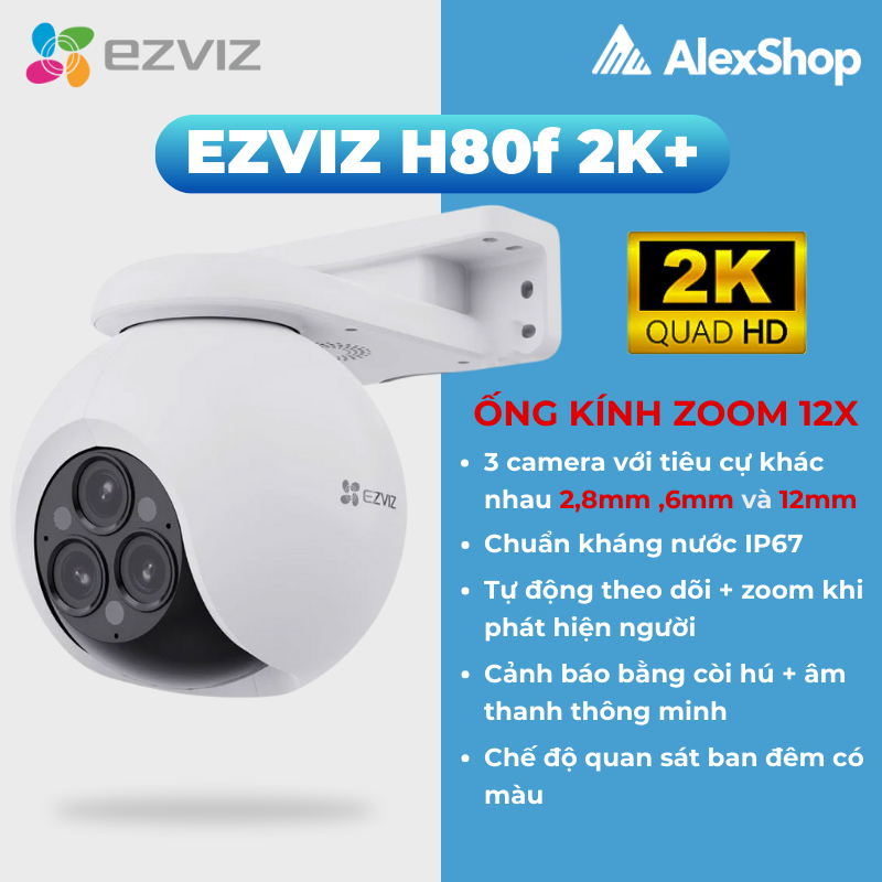 [COMBO] Camera Ezviz H80F 4M + Thẻ 128G + HKT , Zoom 12x Ngoài Trời 3 ...