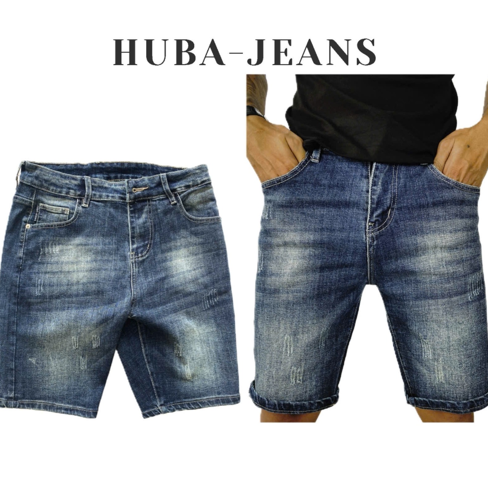 Quần short jean nam wash XANH ĐẬM cao cấp HUBA-JEANS - Pants, Menswear ...