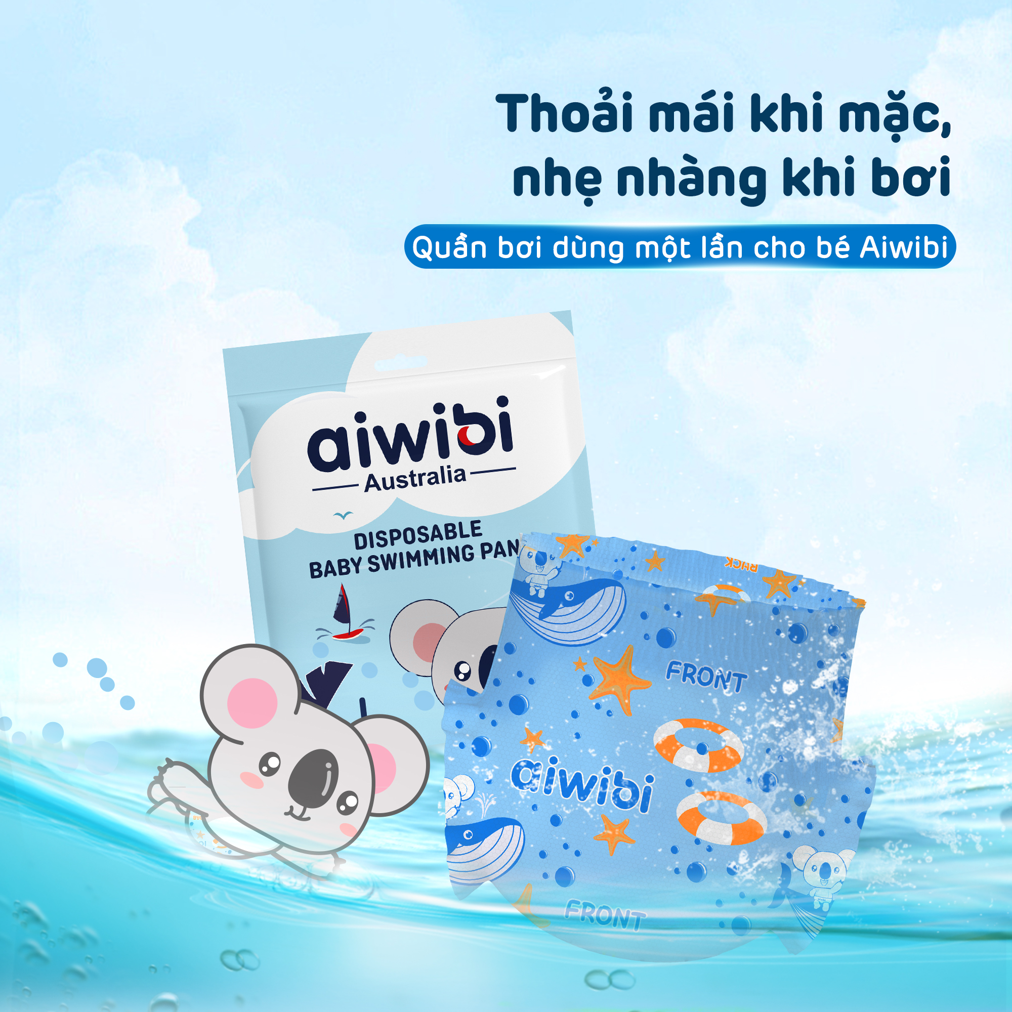 Tã/Bỉm Quần Bơi Cao Cấp Aiwibi 1 Miếng/Gói, Nhiều Size M/L/XL/XXL/XXXL ...