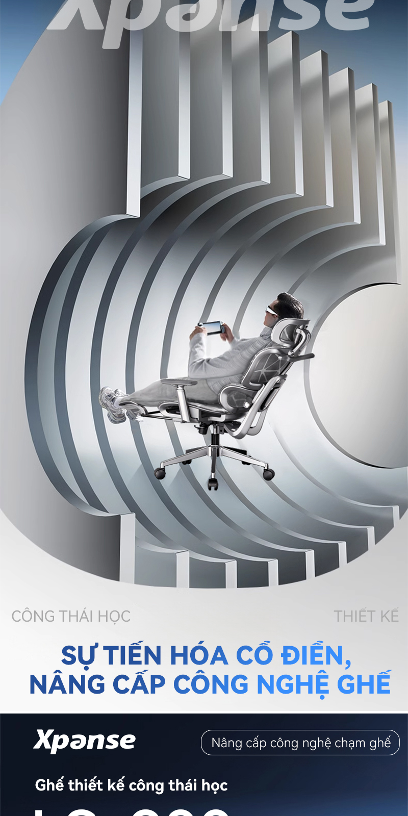 Xpanse LS900 ghế công thái học Nâng cấp chân thép, chịu tải 280KG, đệm ...